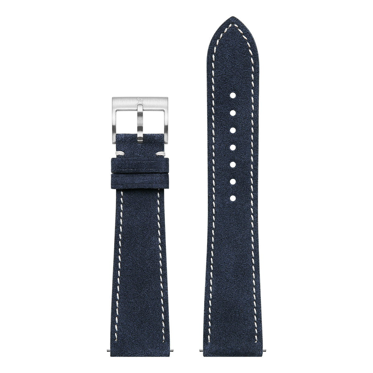 Italian Suede Leather Watch Strap - Midnight Blue - White Stitch ...