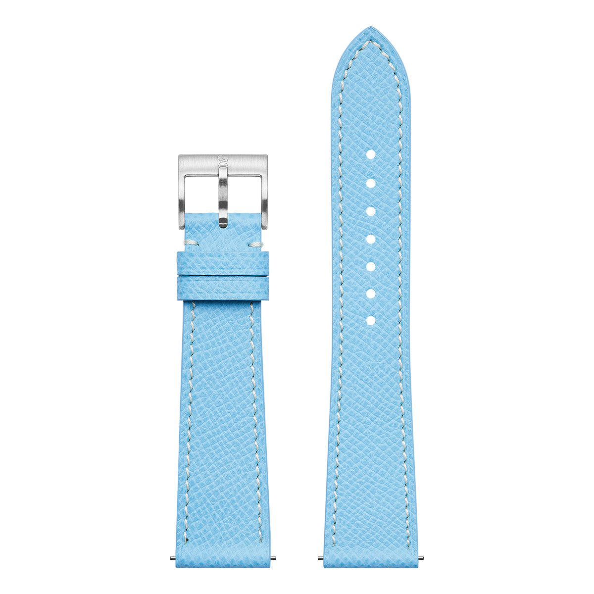 French Epsom Watch Strap - Light Blue - White Stitch – Aryaan Watch Straps